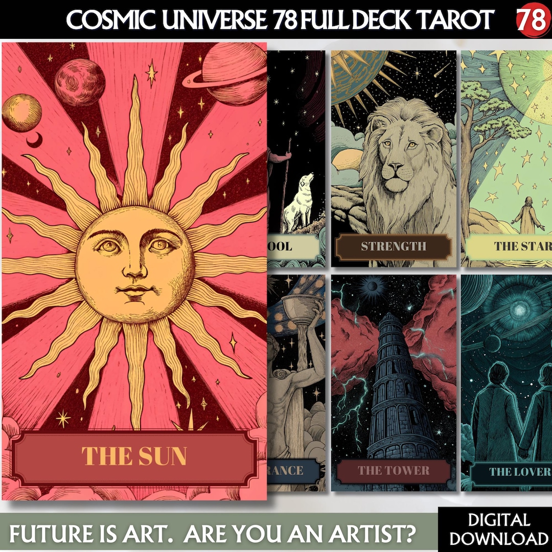 Digital Tarot Cards Cosmic Tarot Deck 78 Card Digital Tarot Deck ...