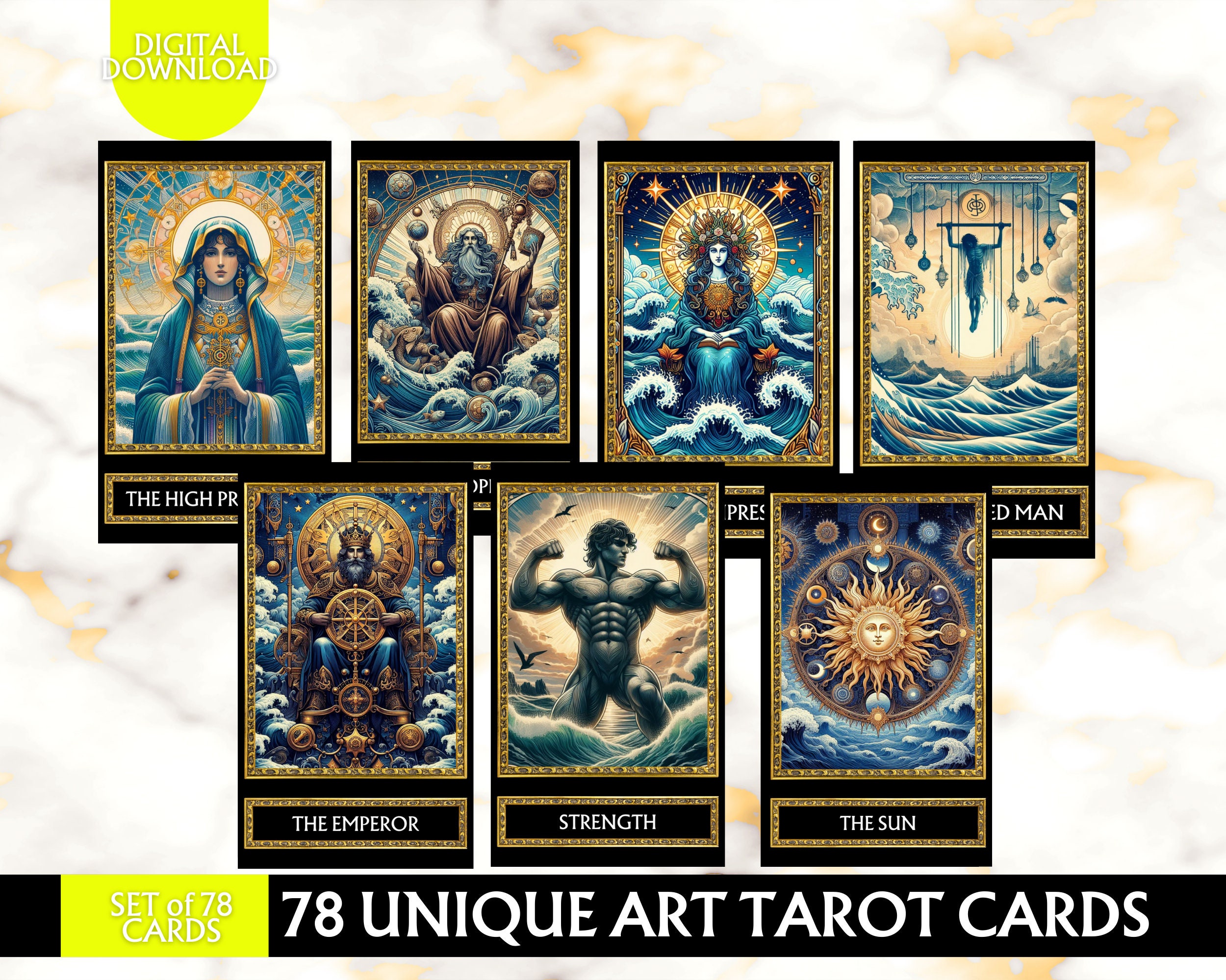 78 Printable Ocean Wave Tarot Cards Deck Digital Tarot Cards Deck Pdf ...