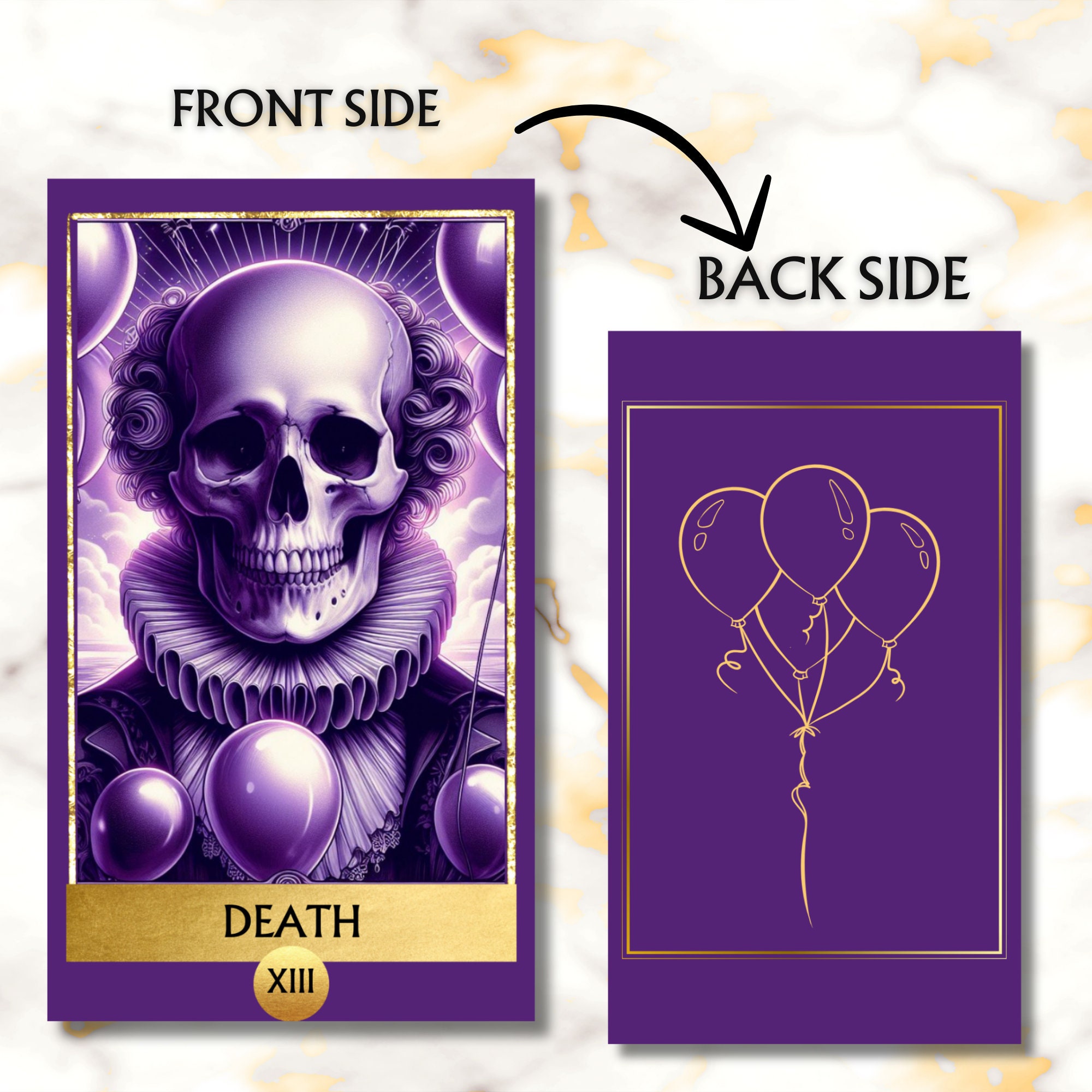78 Tarot Cards Deck Balloon Tarot Deck Digital Purple Artwork Printable ...