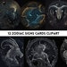Zodiac Tarot Cards Clipart, 12 Zodiac Cards Png, Zodiac Design Clipart ...