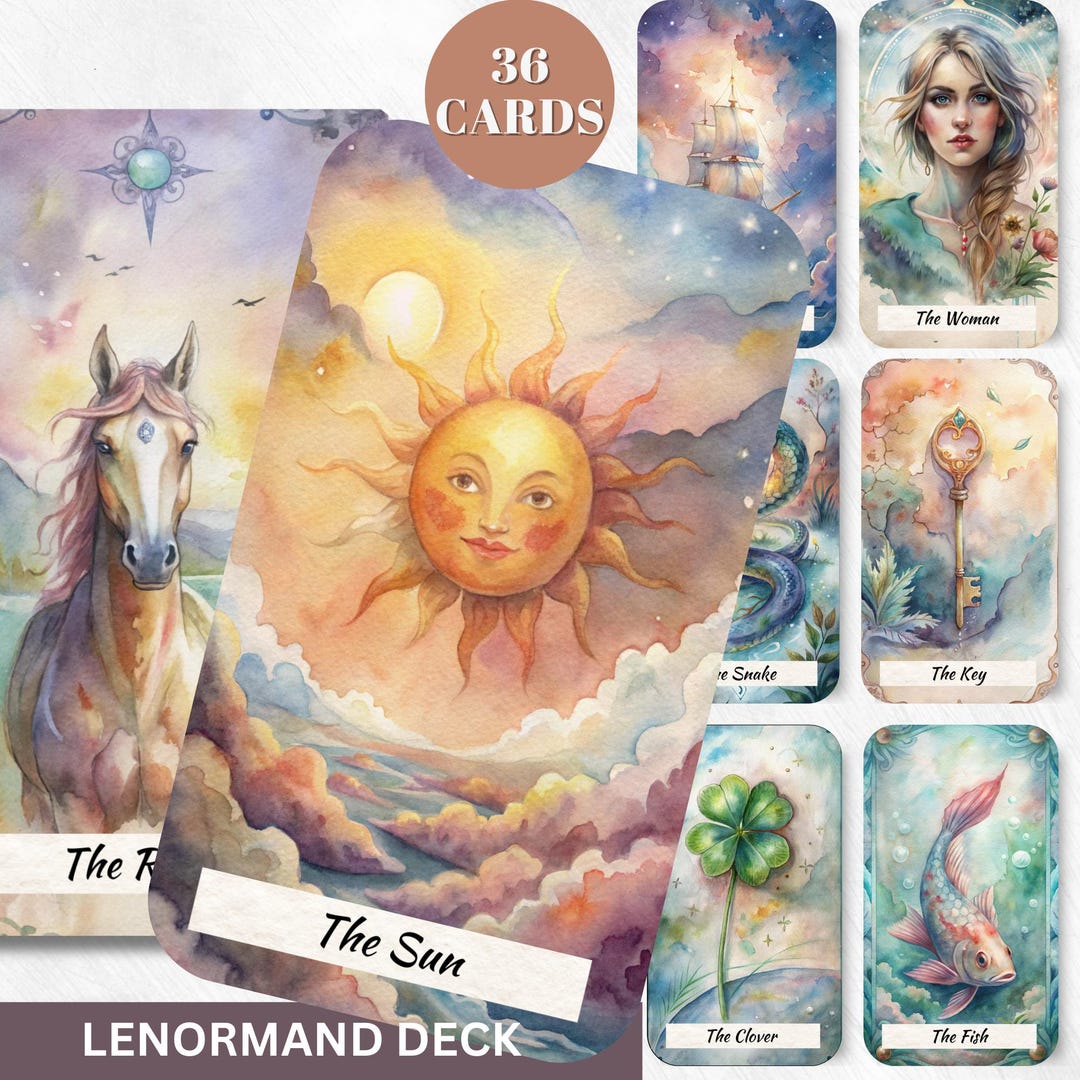Watercolor Tarot Lenormand Tarot Cards Deck Tarot Deck Digital Tarot ...
