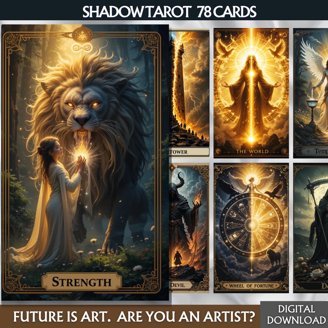 Shadow Tarot Deck Digital Download Printable Tarot Cards Spiritual Gift ...