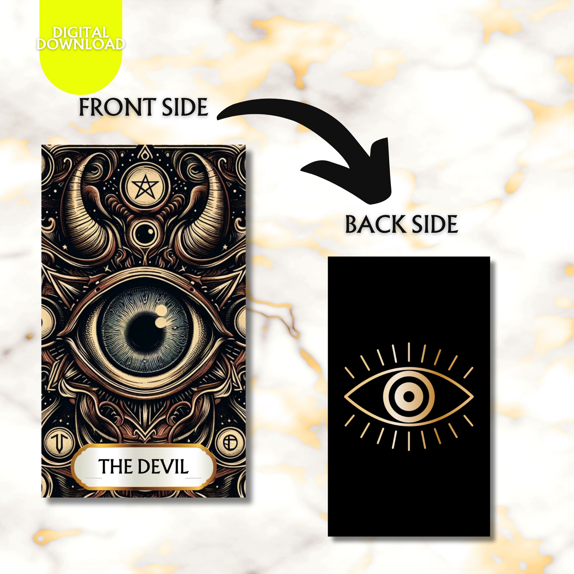Digital Evil Eye 22 Major Arcana Tarot Cards Deck Printable Tarot Cards ...