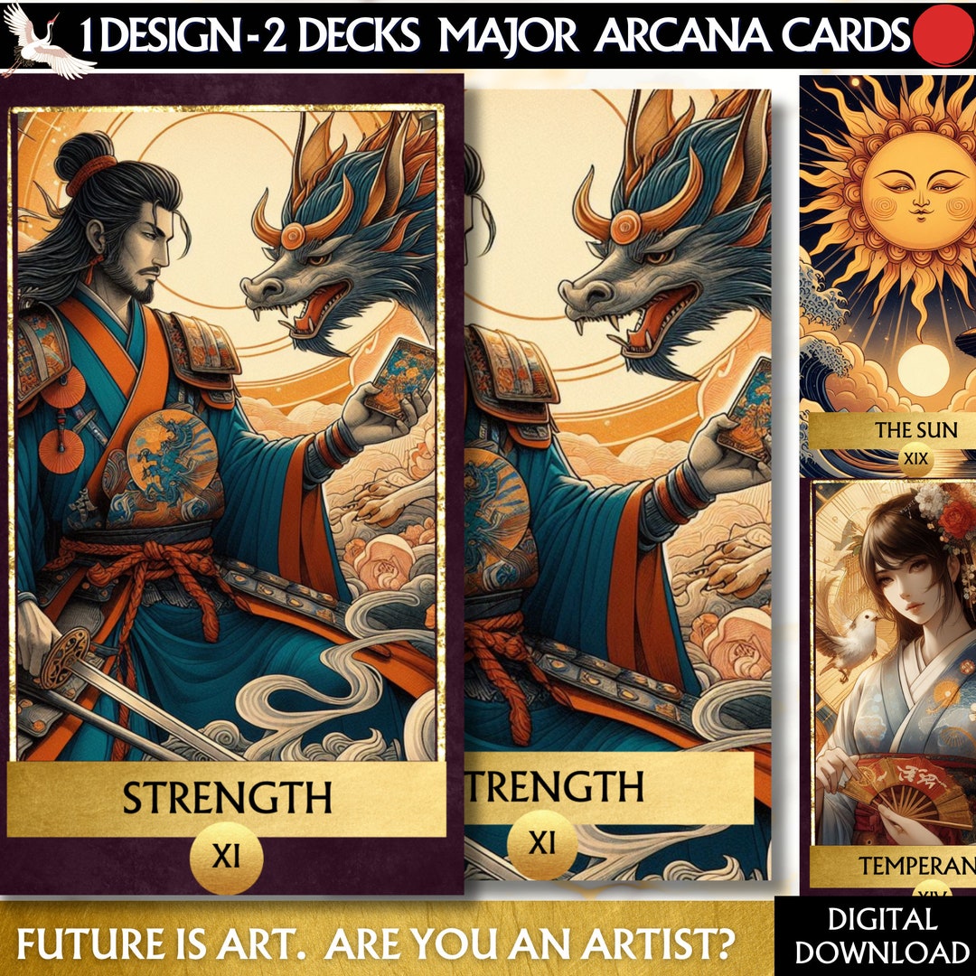 Digital 22 Major Arcana Japanese Tarot Cards, Printable Tarot Deck Digital Cards Deck Japanese ...