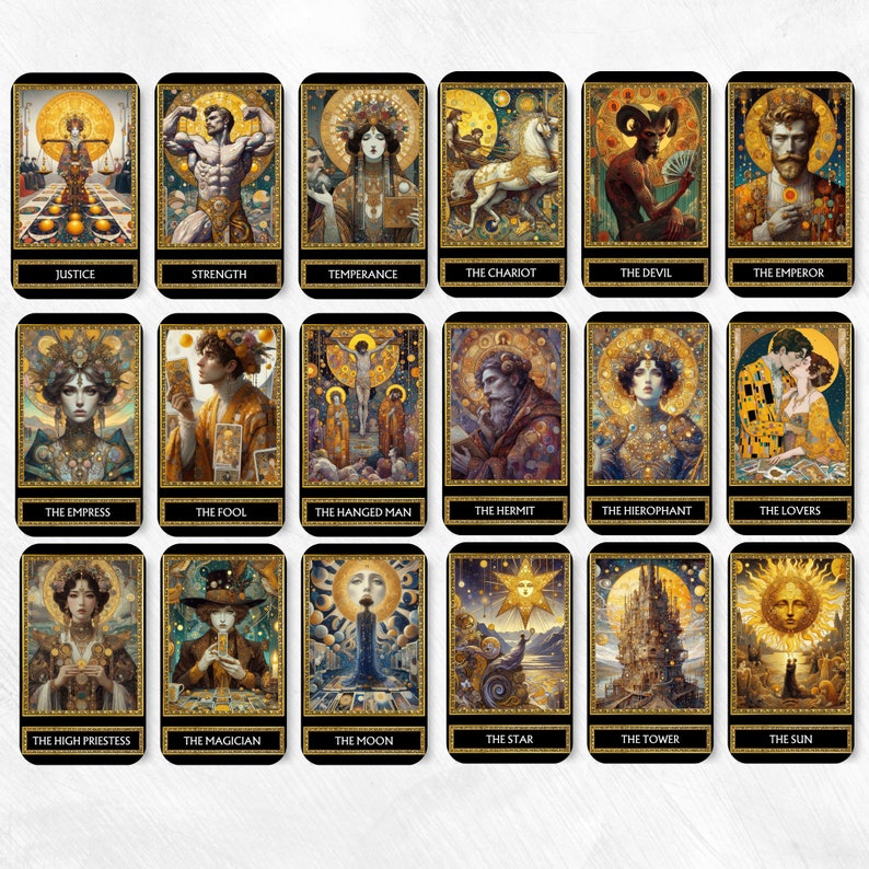 Klimt 78 Tarot Cards, Printable Tarot Deck Digital Gustav Klimt Tarot ...