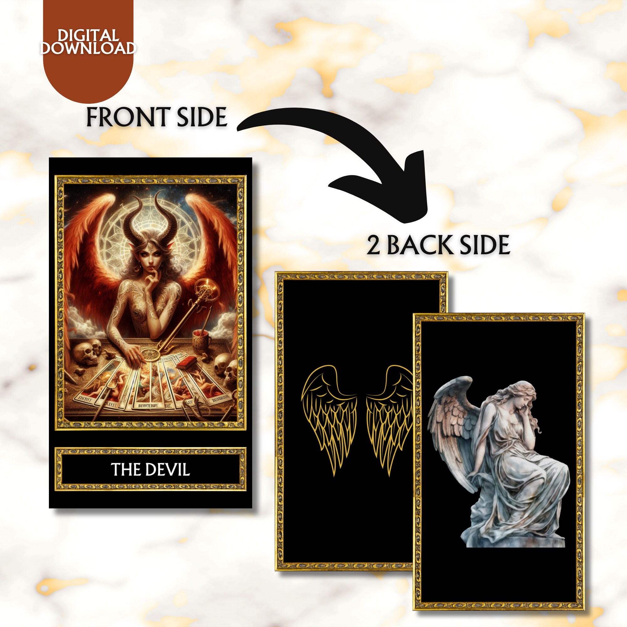 Angel Tarot Deck Printable 22 Major Arcana Set Unique Angel Wings ...