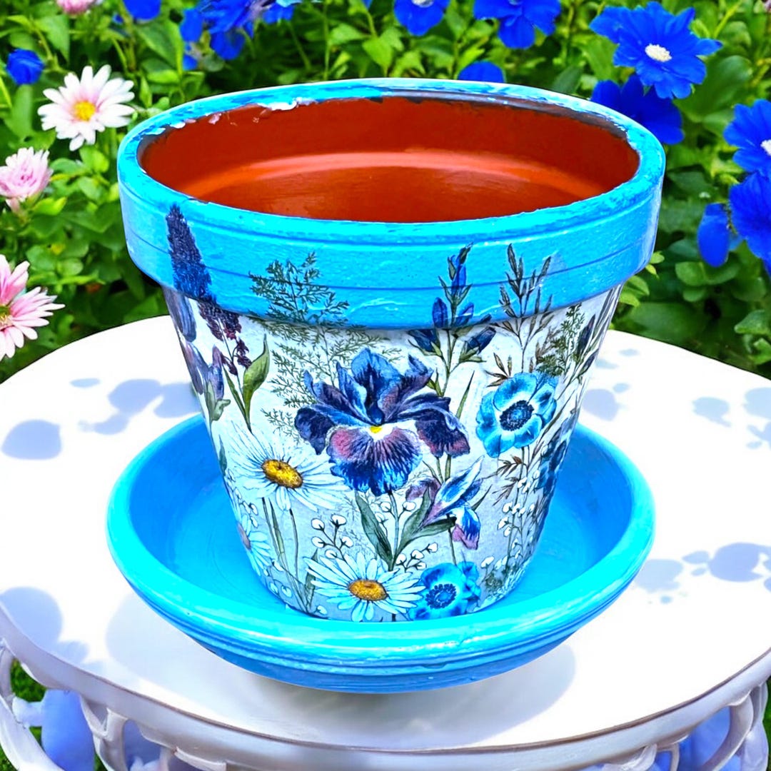 Iris Plant Pot, Plant Pot, Pots & Planters, Iris Decor, Floral Plant ...