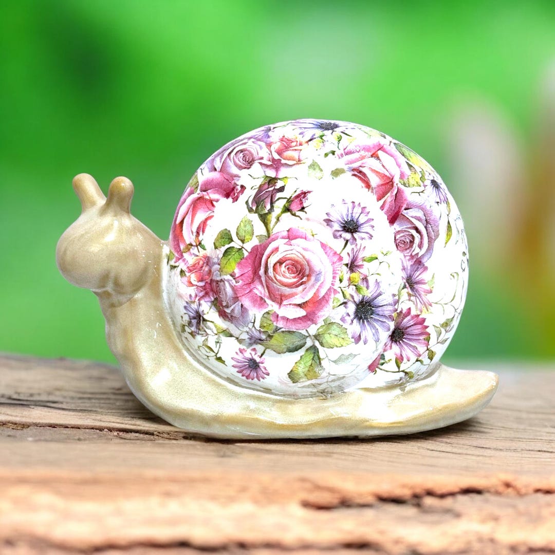 Snail Ornament, Snail Decor, Snail Gifts, Floral Snail, Garden Snail ...