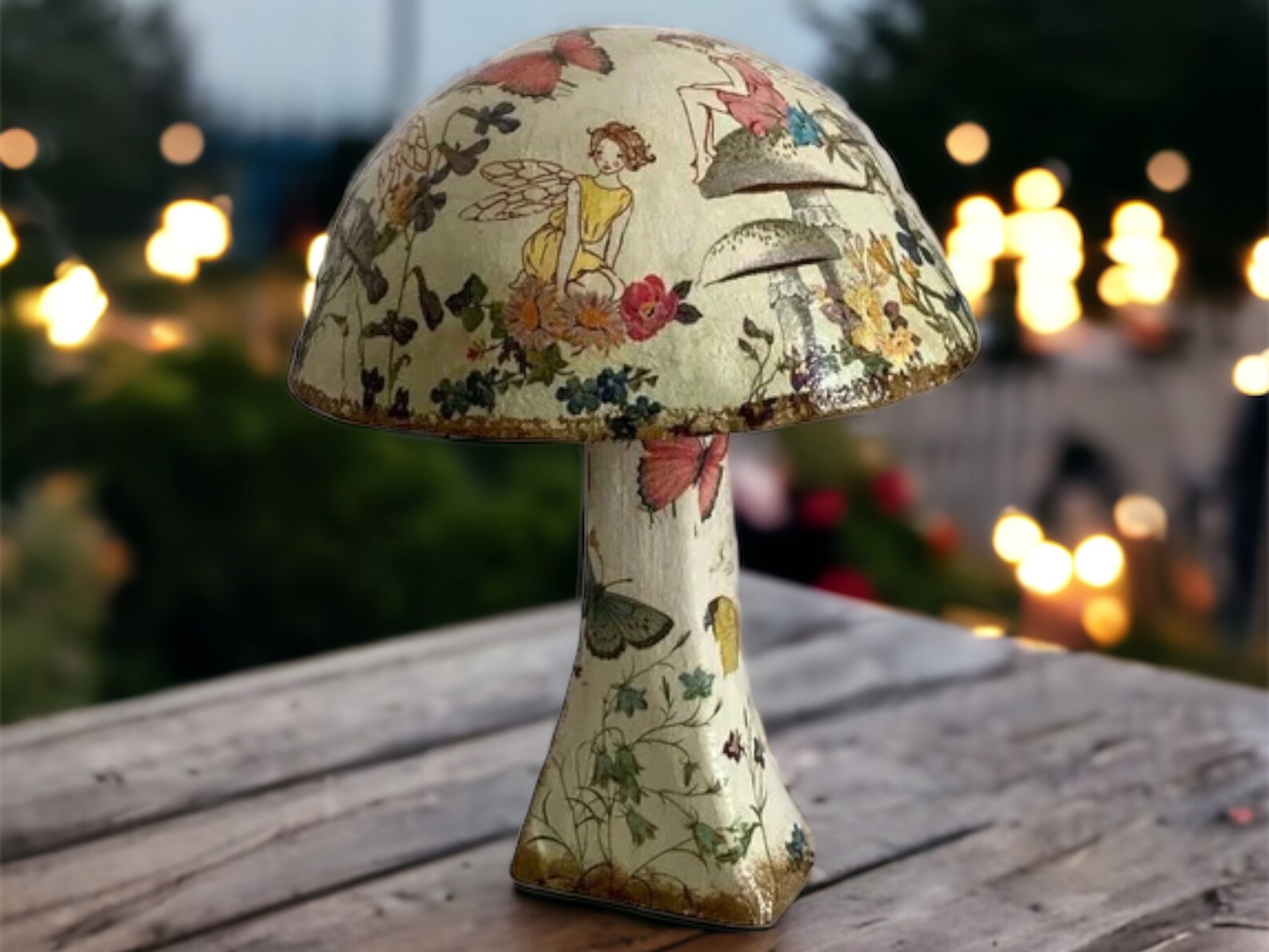 Enchanting Wooden Toadstool With Fairy Design A Whimsical Delight - Etsy UK