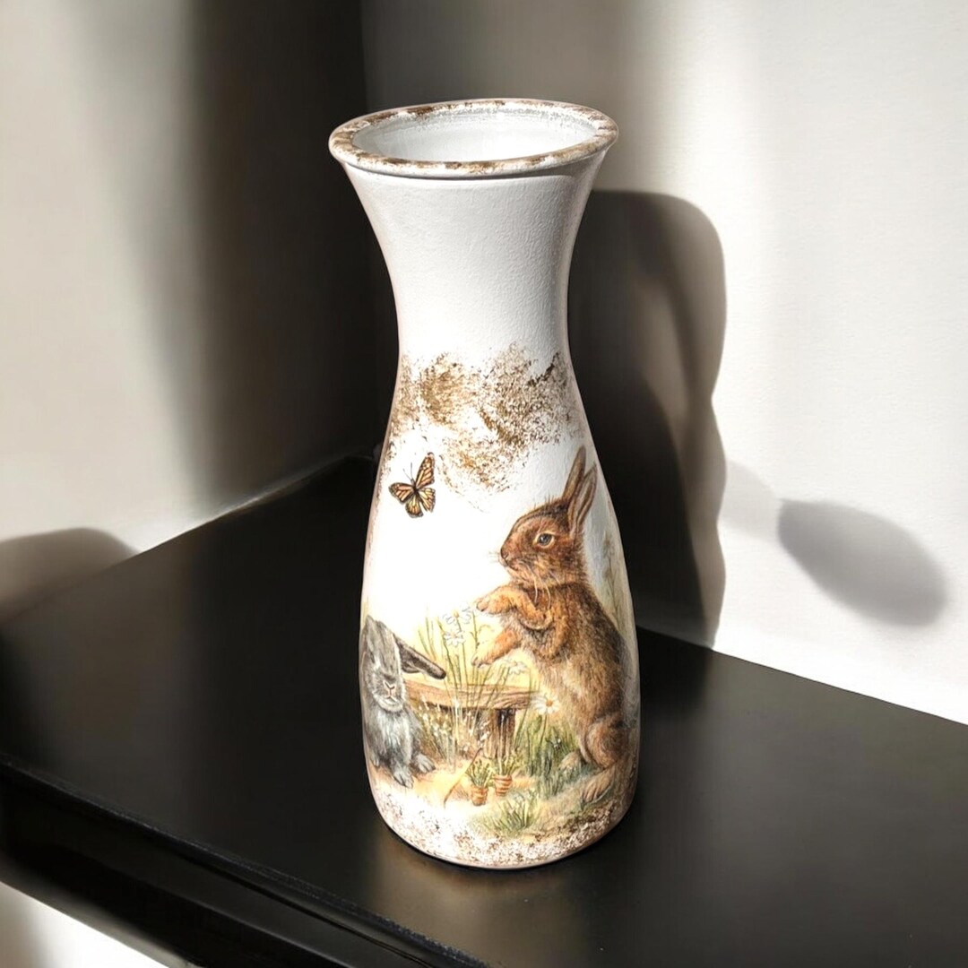 Bunny Vases, Tall Vases, Glass Vases, Rabbit Vase, Vase for Flowers ...