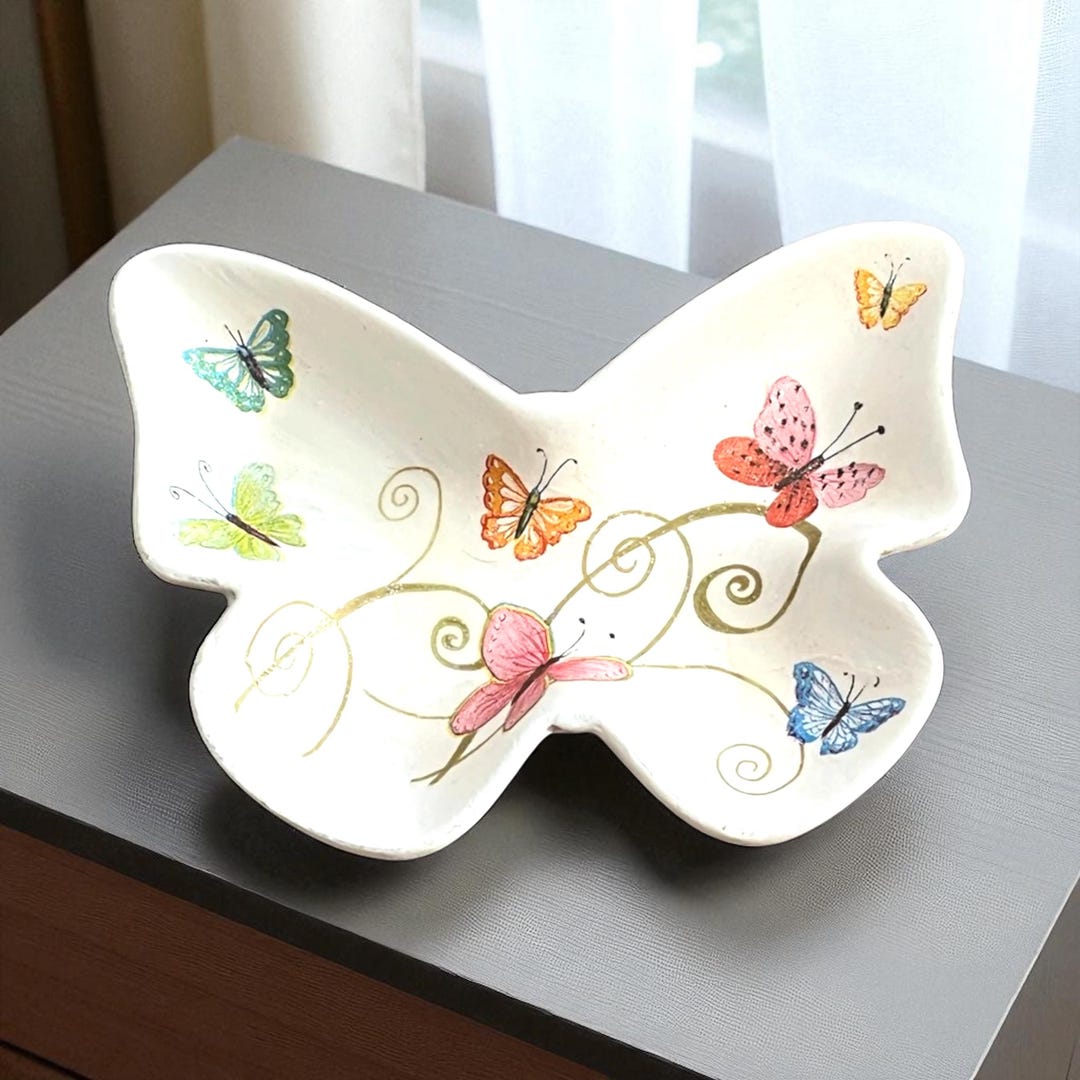 Butterfly Trinket Dish, Butterfly Dish, Ceramic Trinket Dish, Butterfly ...