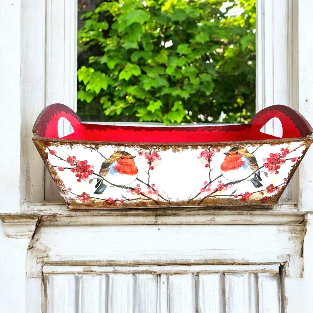 Robin Planter, Window Box Planters, Wooden Planter, Robin Plant Pot ...