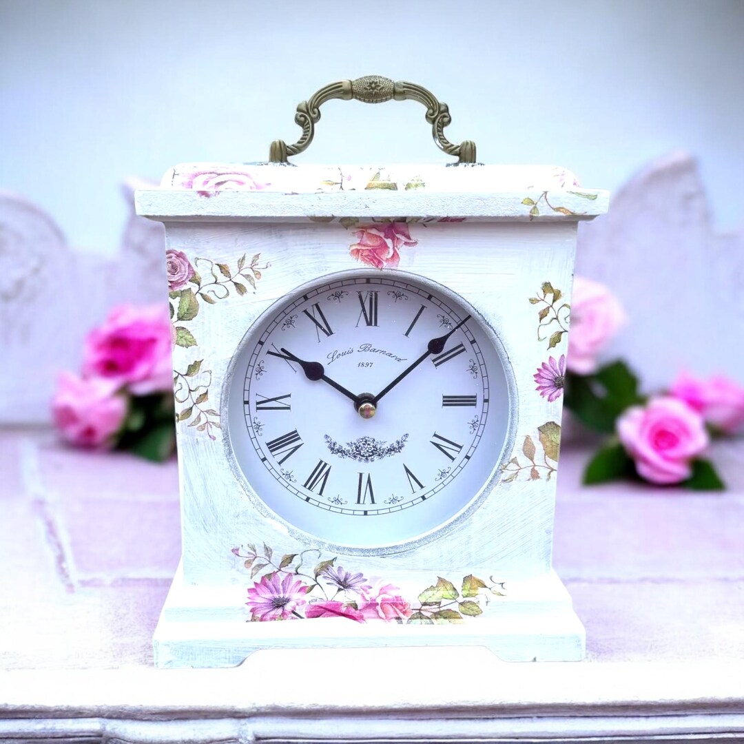 Mantle Clock, Floral Clock, Mantel Clock, Unique Clock, Clocks for ...