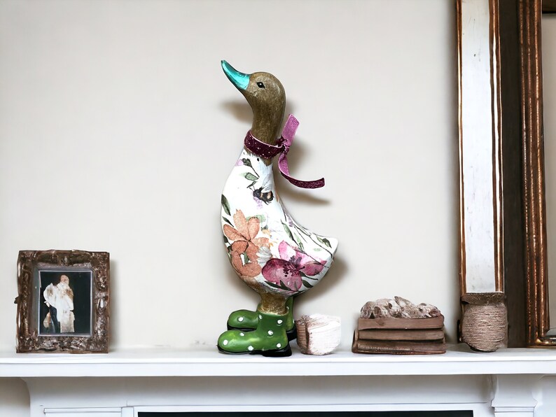 Duck Ornament, Bamboo Duck, Wooden Ducks, Floral Gifts, Gift for Mum ...