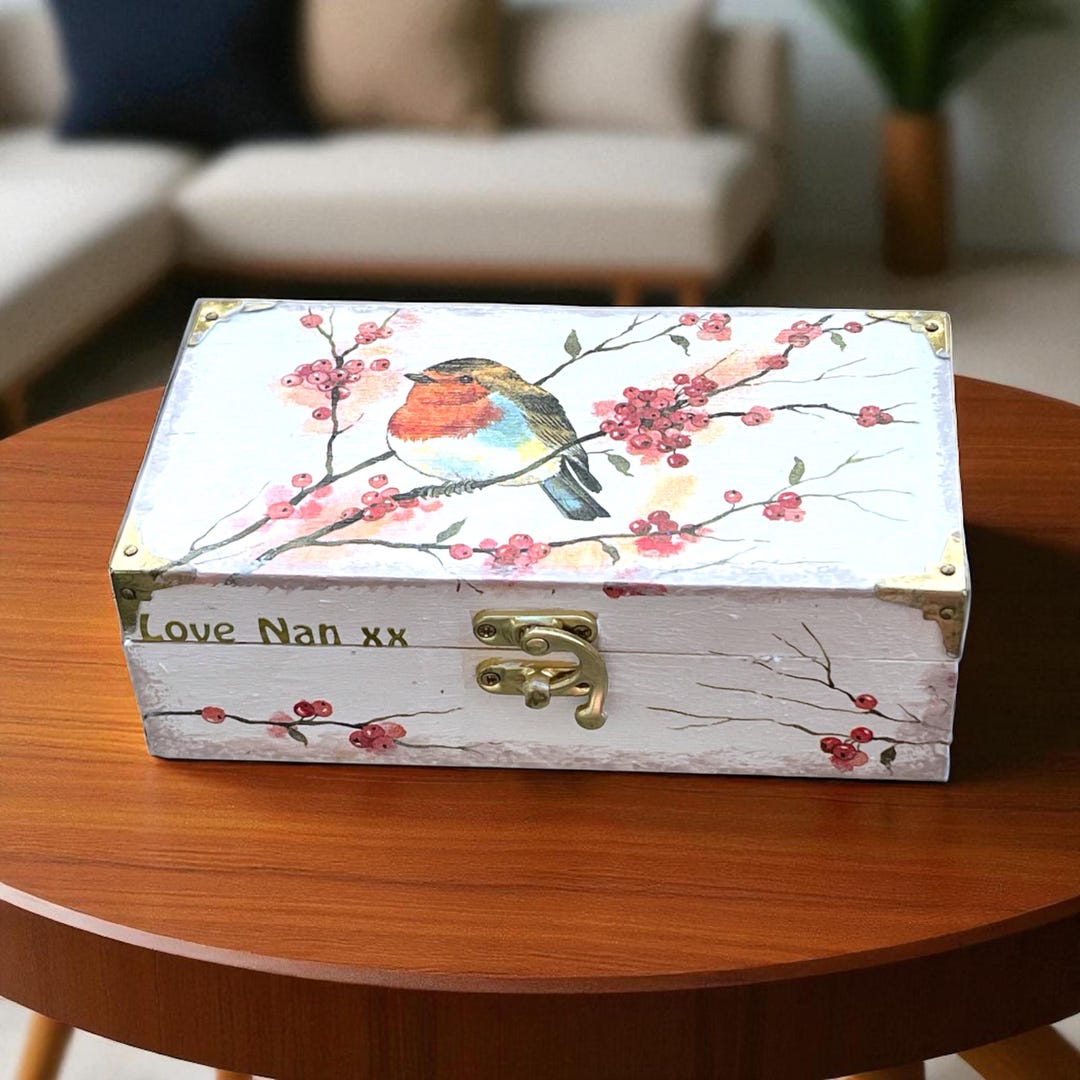 Jewellery Box, Trinket Box, Robin Boxes, Robin Gift, Robin Decor, Small ...