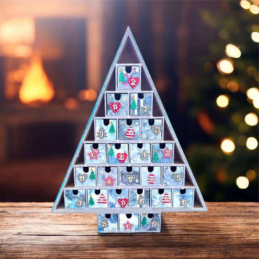 Wooden Advent Calendar, Christmas Countdown, Christmas Tree Advent ...