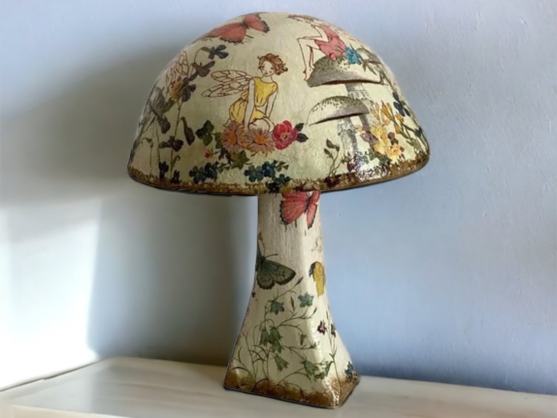 Enchanting Wooden Toadstool With Fairy Design A Whimsical Delight - Etsy UK