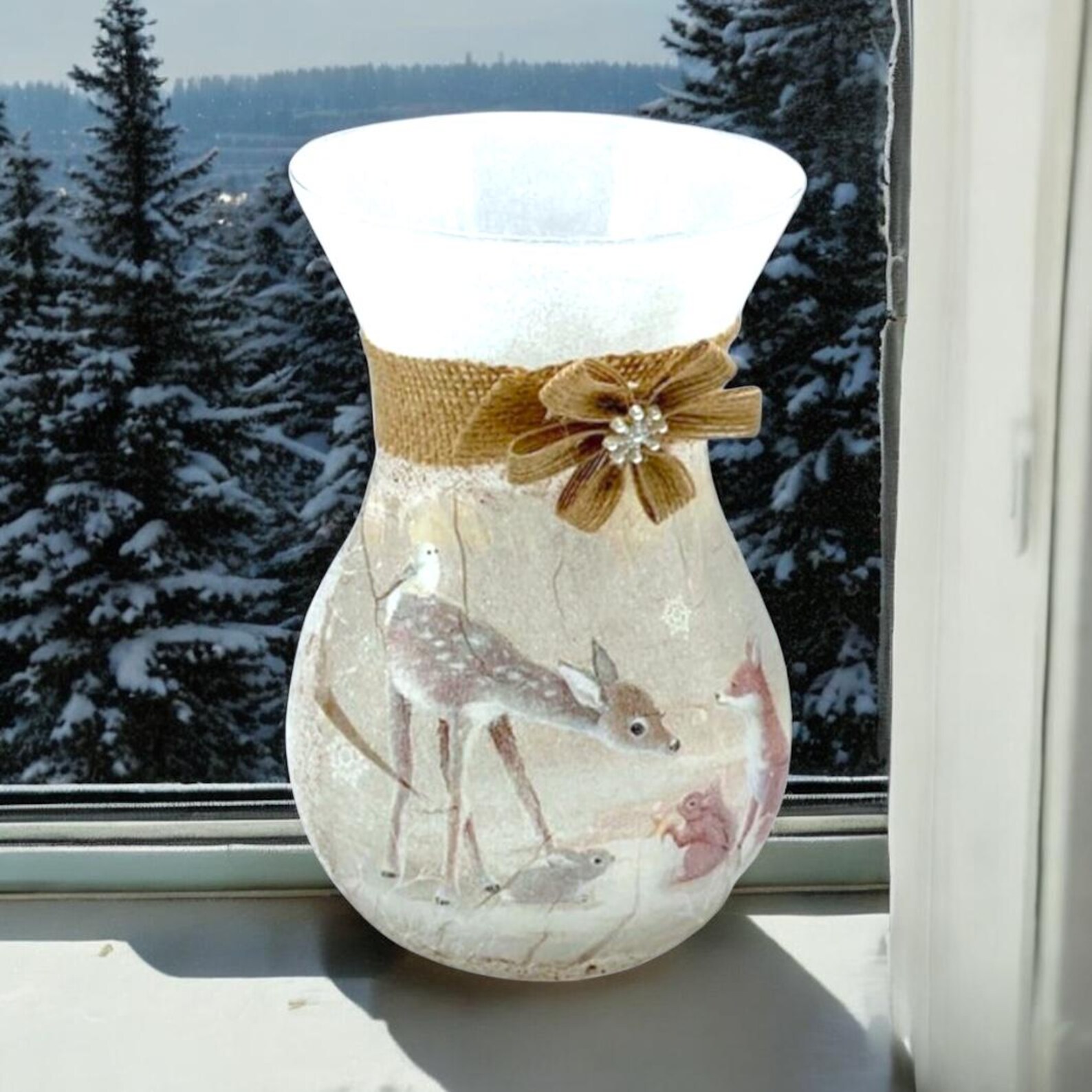 Bouquet Vase, Woodland Vases, Vase for Flowers, Fox Vase, Winter Vases ...