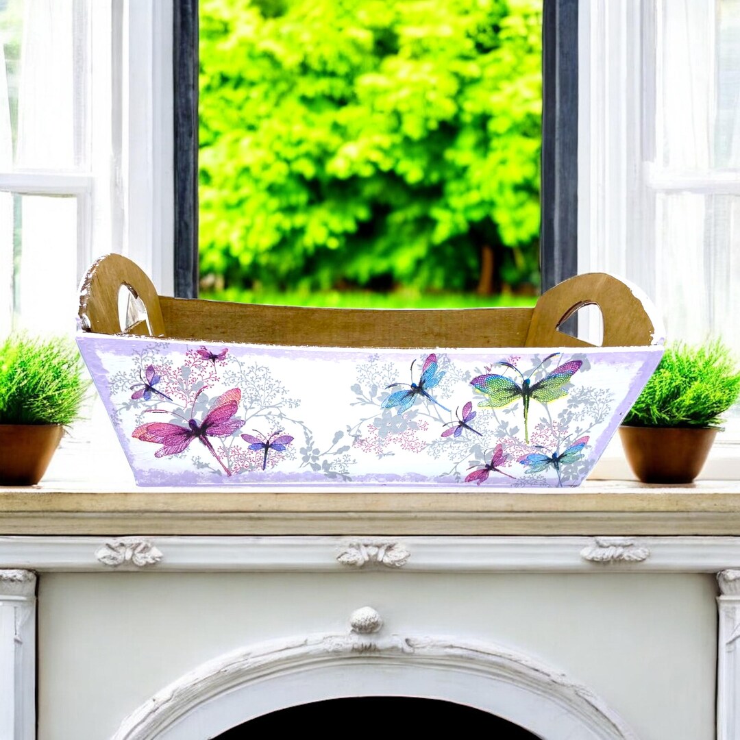 Wooden Window Box, Dragonfly Planter, Window Box Planter, Windowsill ...