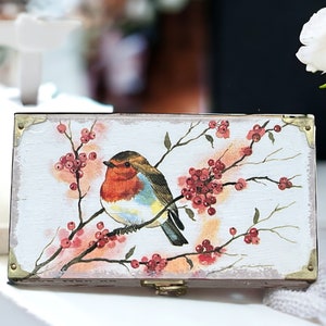 Hand-painted Robin Trinket Box: Vintage-inspired Keepsake for Jewelry ...