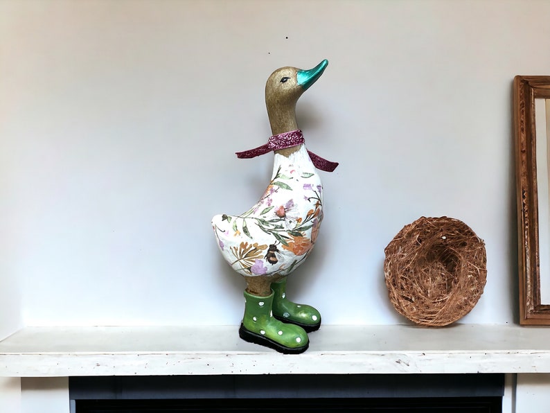 Duck Ornament, Bamboo Duck, Wooden Ducks, Floral Gifts, Gift for Mum ...