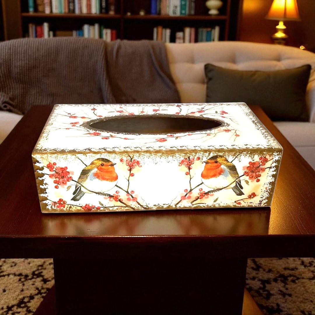 Tissue Box Cover, Tissue Boxes, Tissue Box, Robin Tissue Box, Robin ...