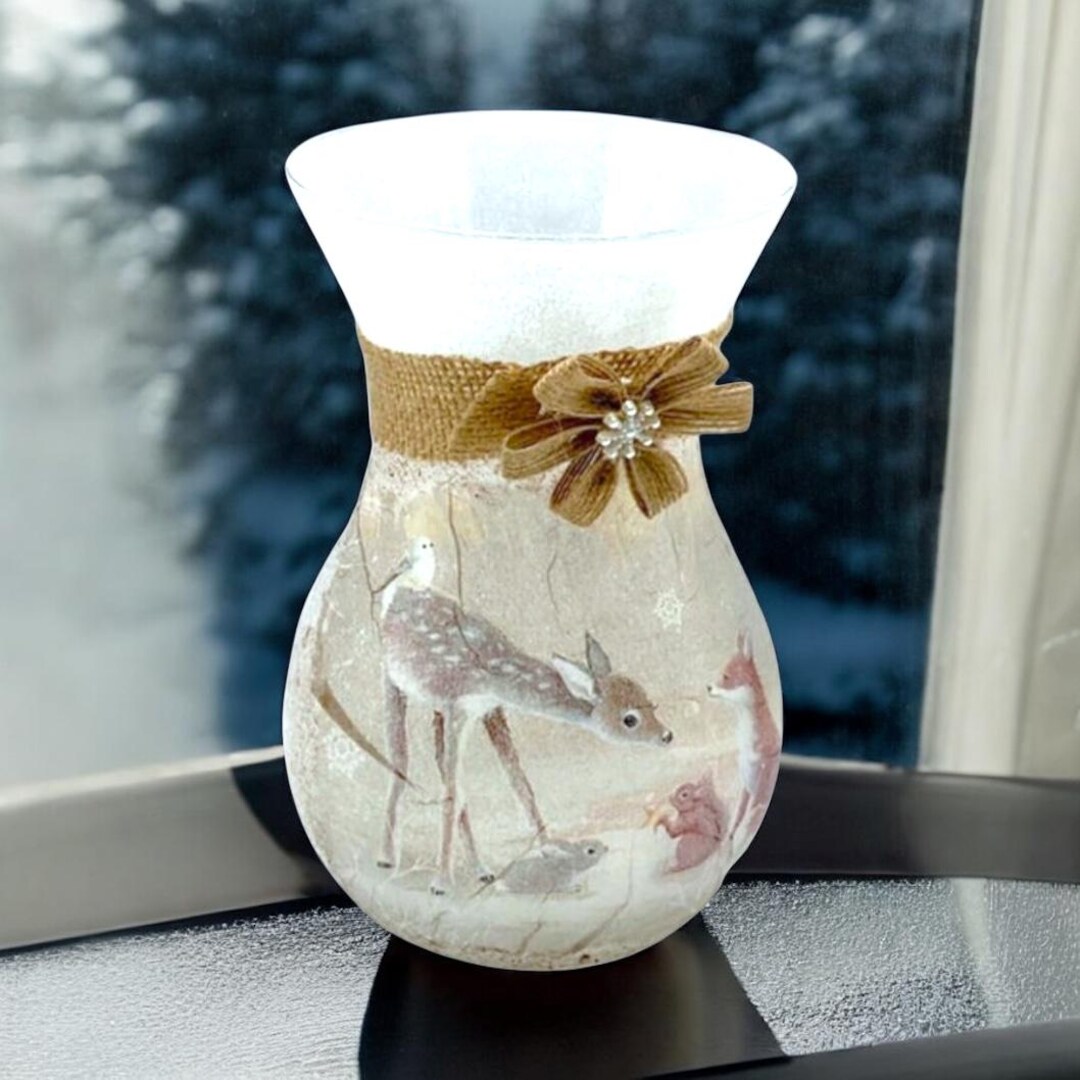 Bouquet Vase, Woodland Vases, Vase for Flowers, Fox Vase, Winter Vases ...
