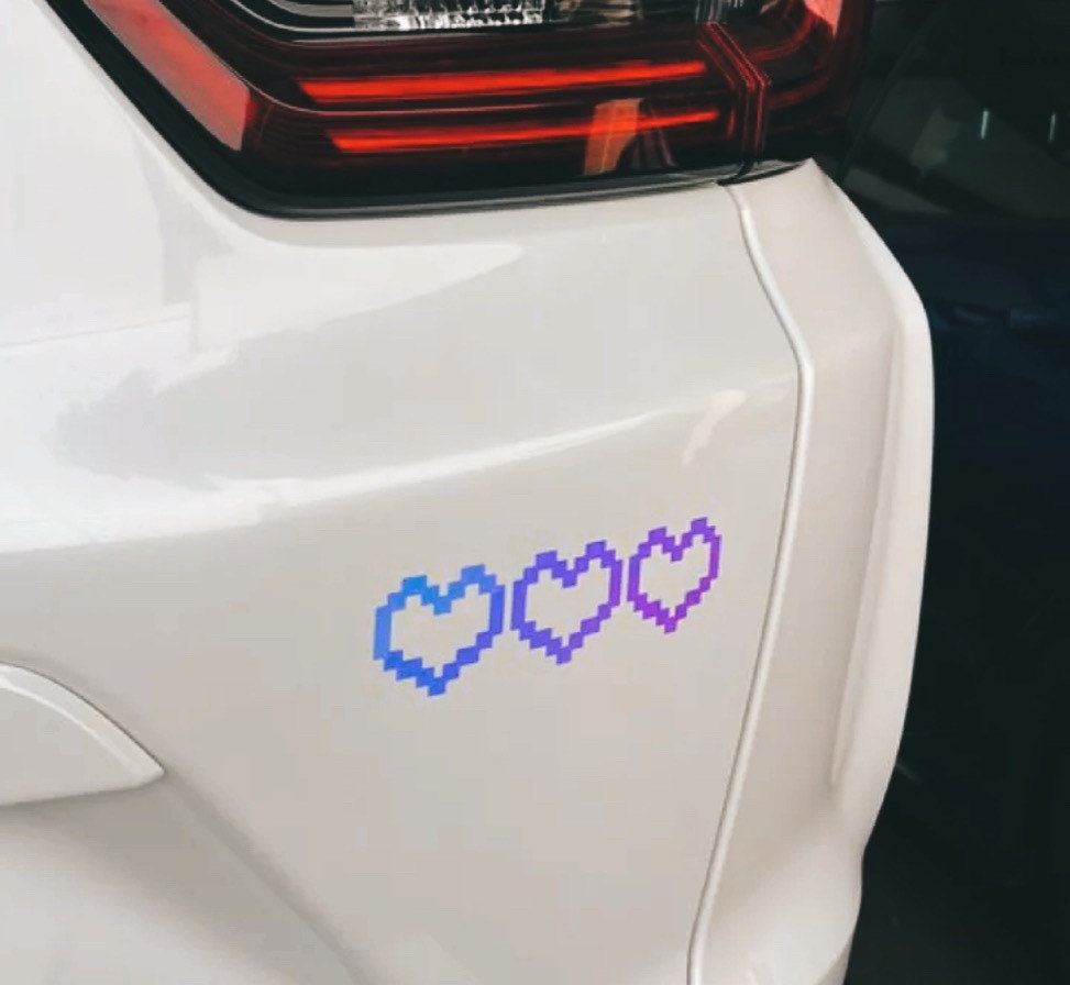 Pixelated Heart Car Decals, Video Game Car Decals, Nerdy Car Decal ...