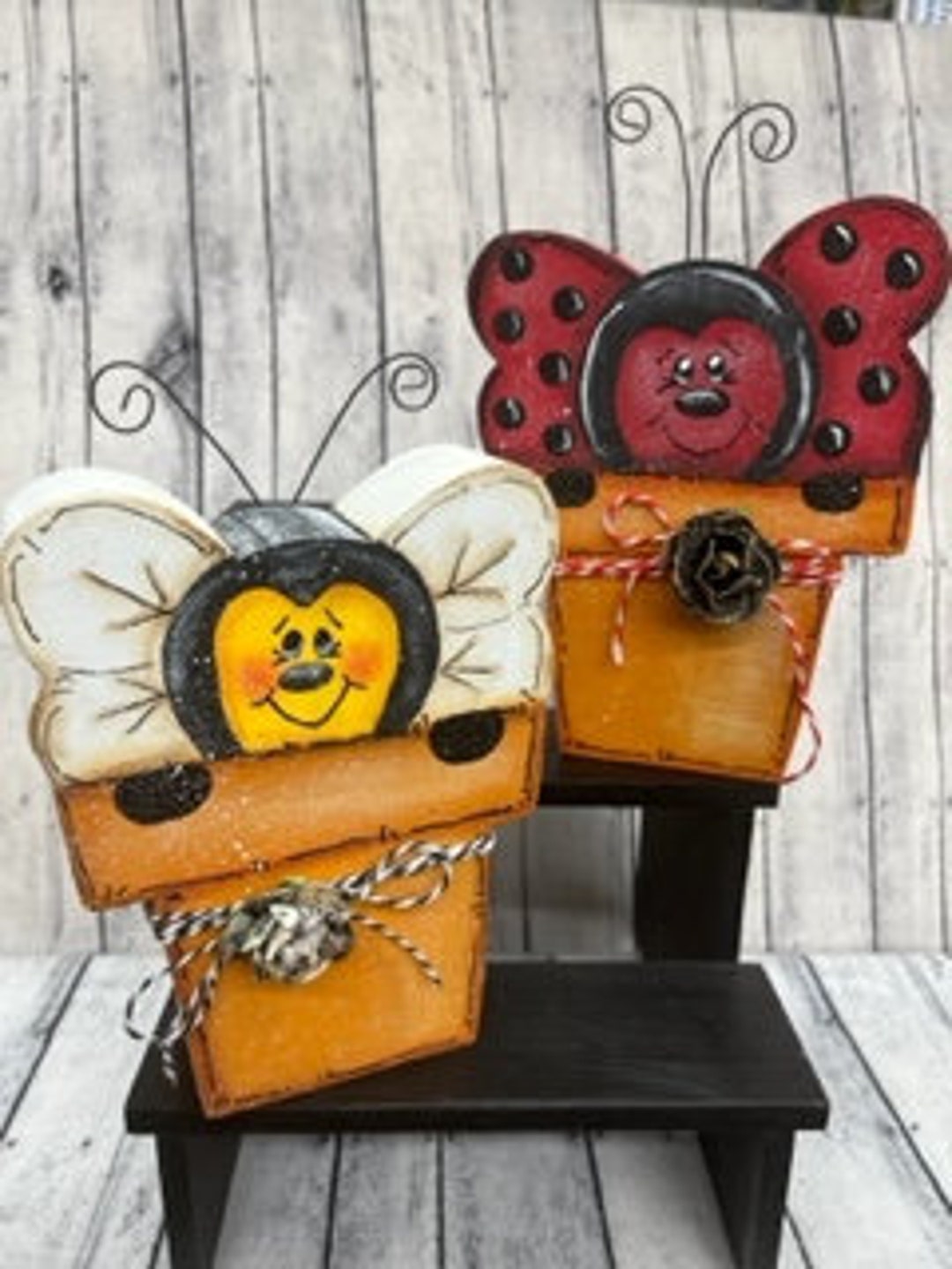 Lady Bug and Bumble Bee Flowerpot Digital Download Pattern DIY Wood ...