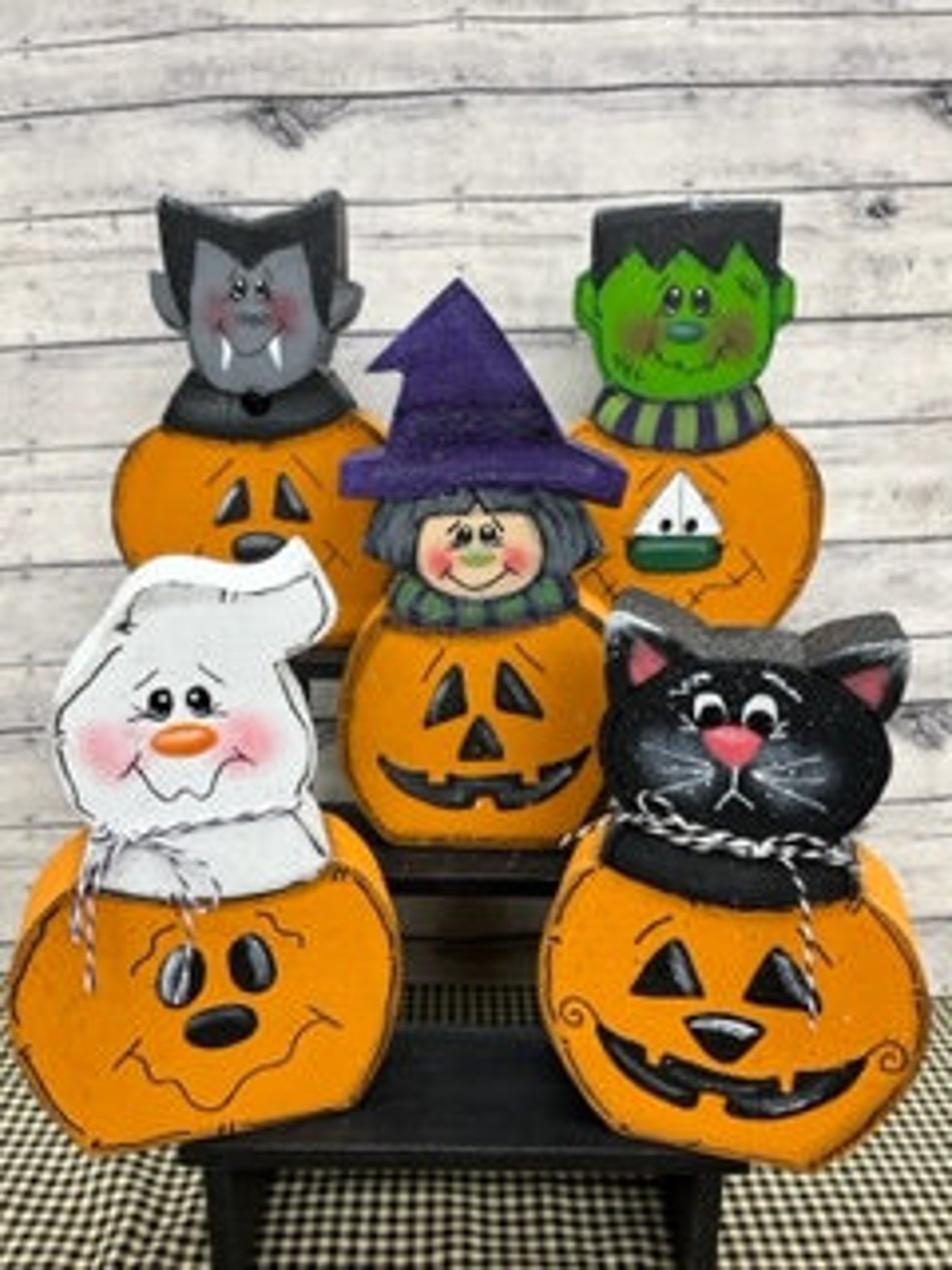 Halloween Pumpkin Drac, Frank, Witch, Ghost, and Cat Digital Download ...