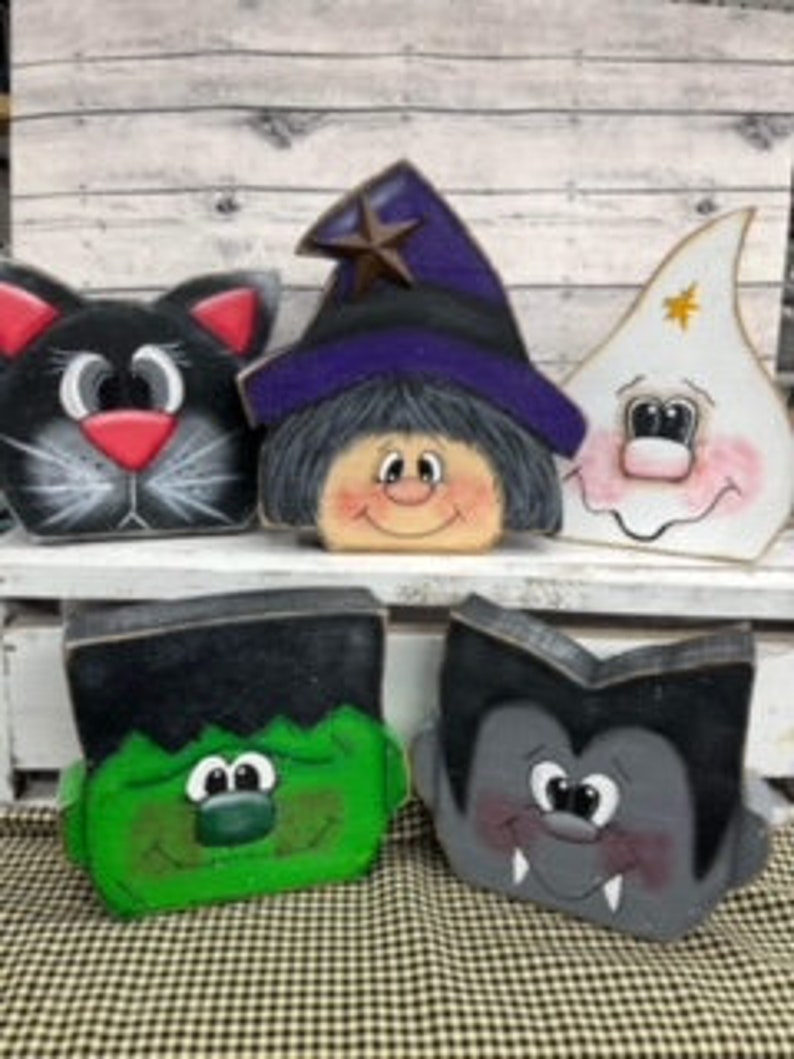 Halloween Friends Witch Ghost Frankenstein Dracula Black Cat Digital ...