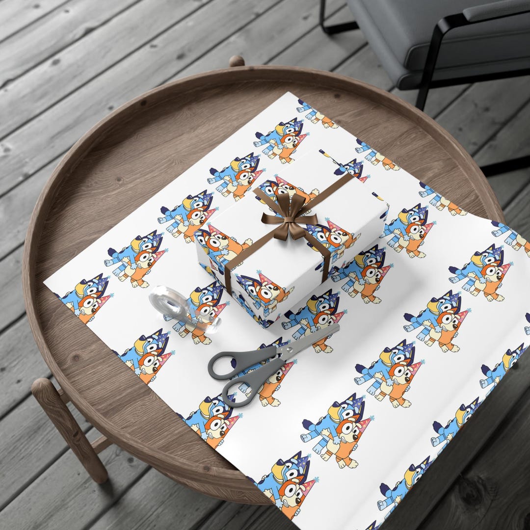 Wrapping Paper Roll, Bluey Birthday Gift Wrap, Present Packaging ...