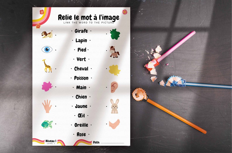 Set of 5 Printable Activity Sheets French Vocabulary Animals, Colors ...