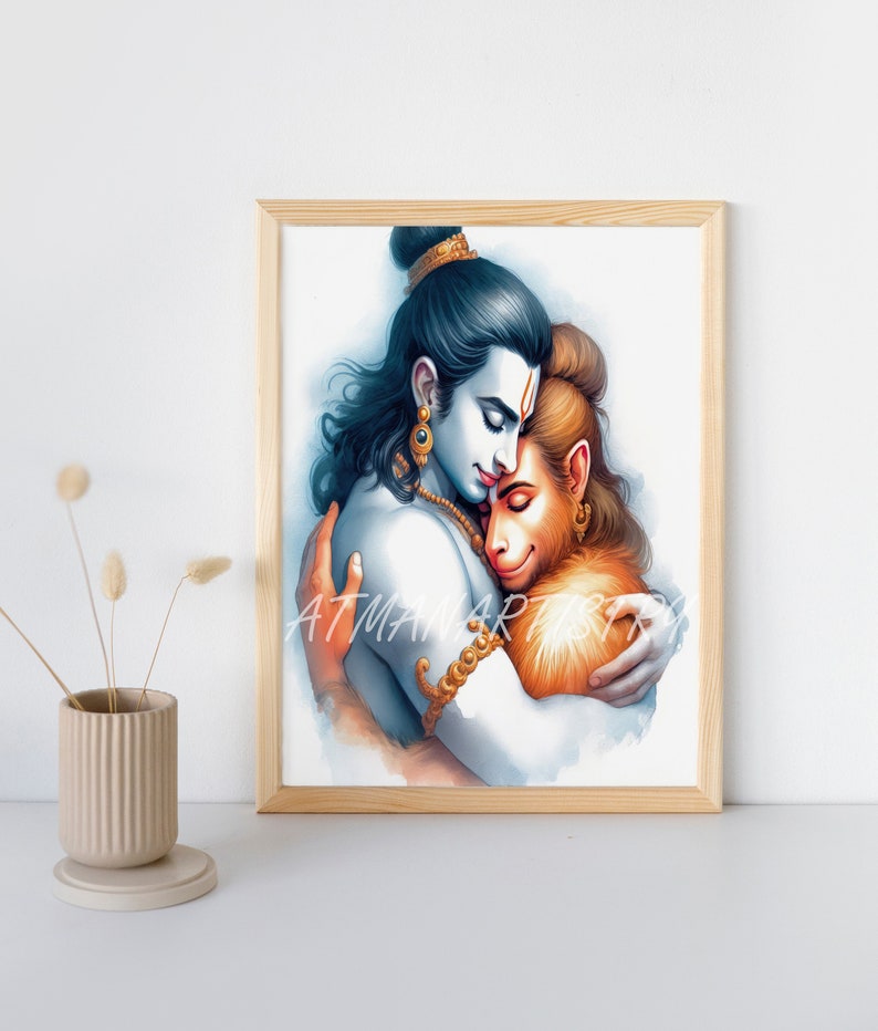 Lord Rama and Hanuman Digital Print, Illustration, Art, Sanatan History ...