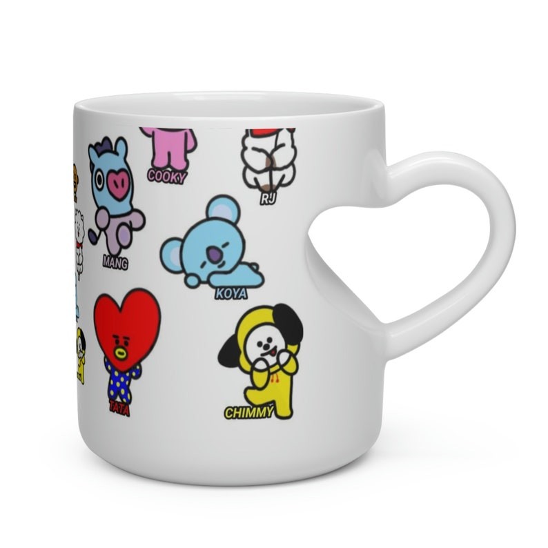 Lindo corazón en forma de bts bt21 taza - Etsy México