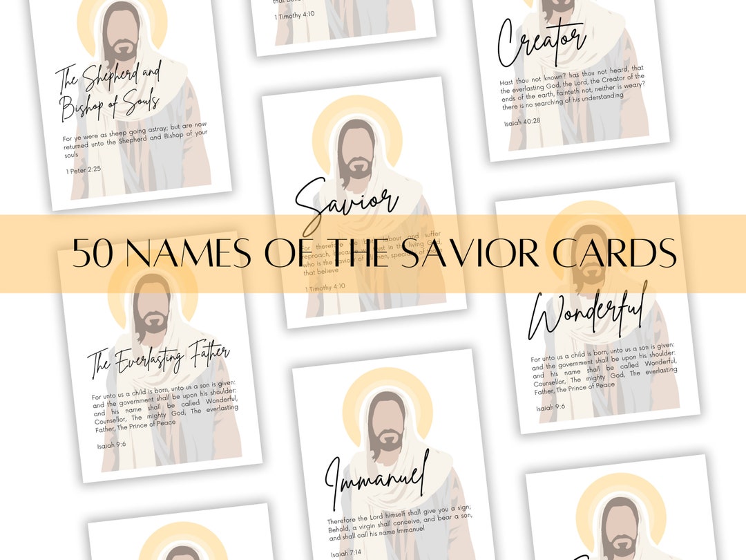 50 Names of the Savior Cards, Names of the Savior, Jesus Christ, Jesus ...