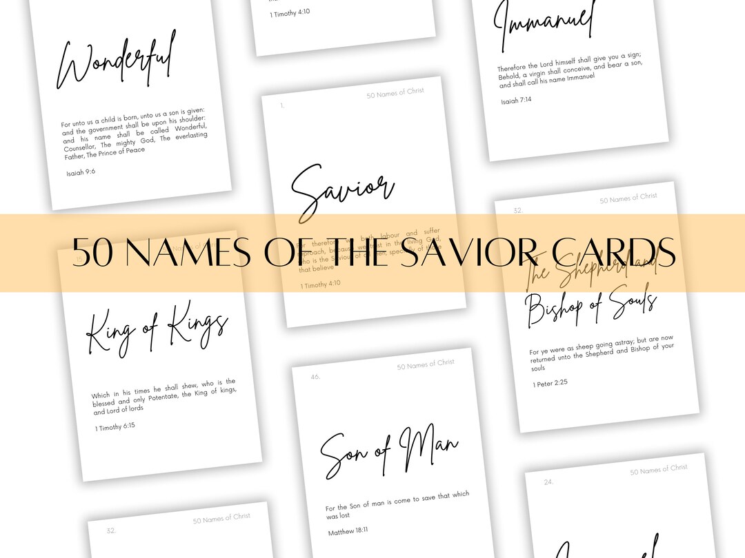 50 Names of the Savior Cards, Names of the Savior, Jesus Christ, Jesus ...
