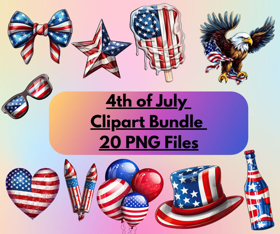 4th of July Clipart Bundle Digital Download 20 PNG Files - Etsy