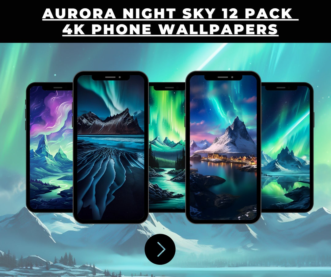 Aurora Night Sky Phone Background Wallpapers Set of 12 All Smartphones ...