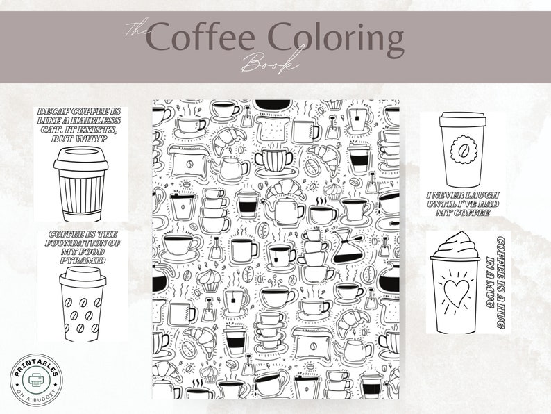 10 Printable Coffee Lover Coloring Pages Bundle, Coffee Lover Quote ...