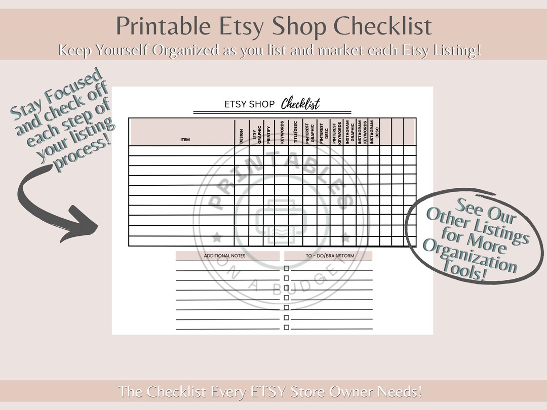 Printable Etsy Store Checklist Ultimate Checklist for Successful Shop ...
