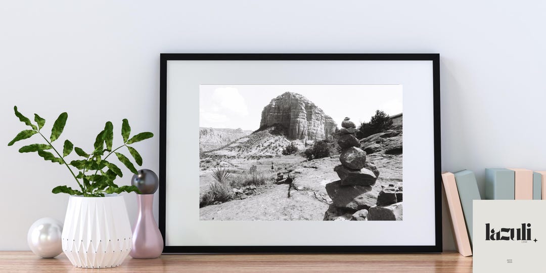 Sedona Bell Rock Print: Arizona Desert Landscape, Stacked Stones ...