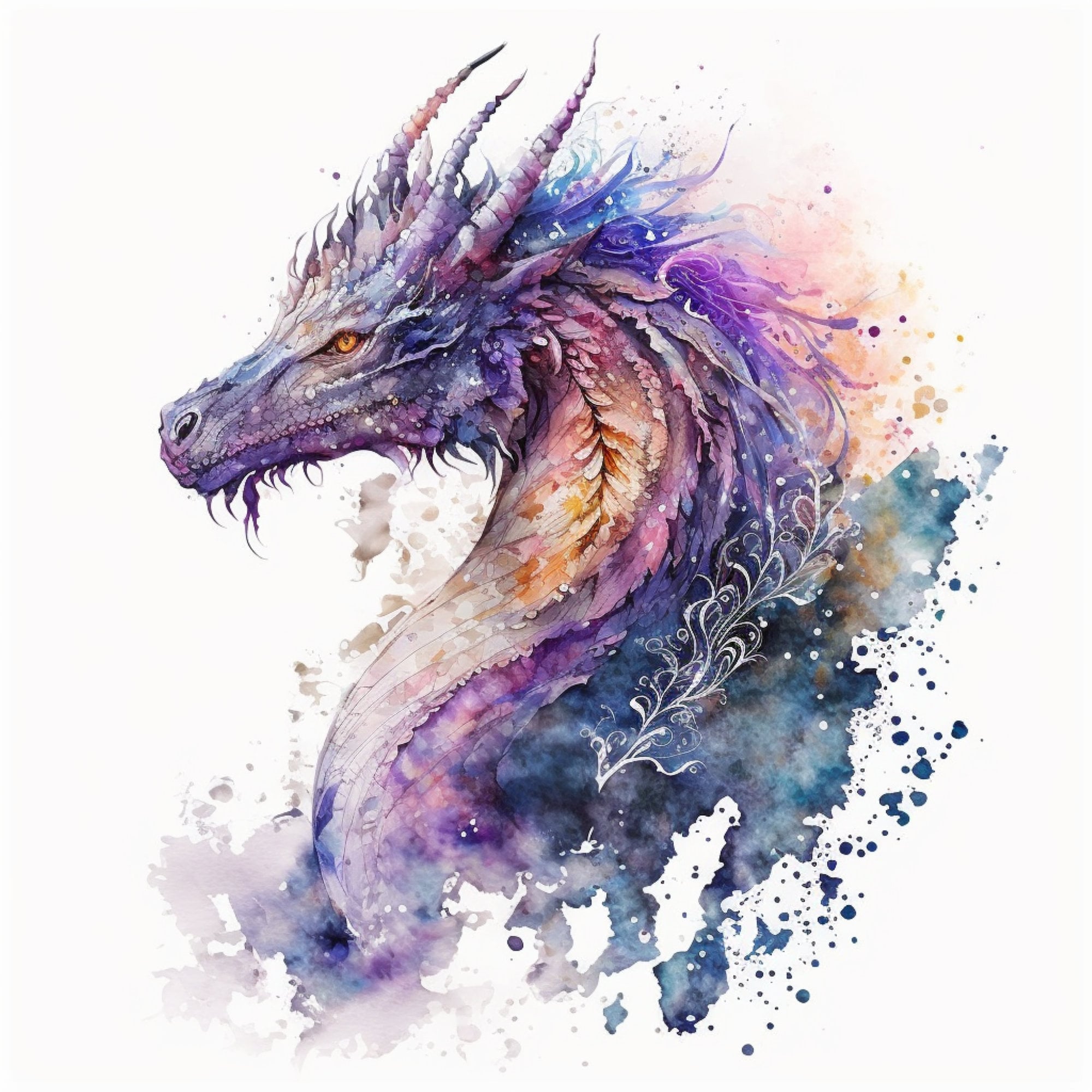Watercolor Dragon Paintings