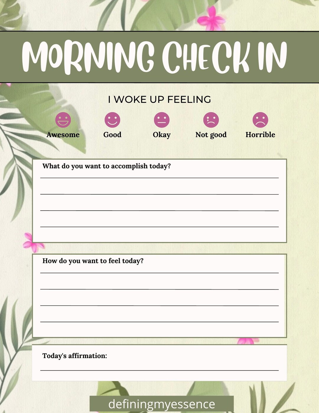 Tropical Mental Health Morning Check-in - Etsy