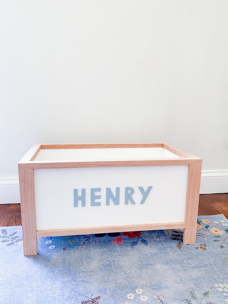 Personalized Toy Chest: Baltic Birch, Natural Oak Trim, Nursery Decor ...