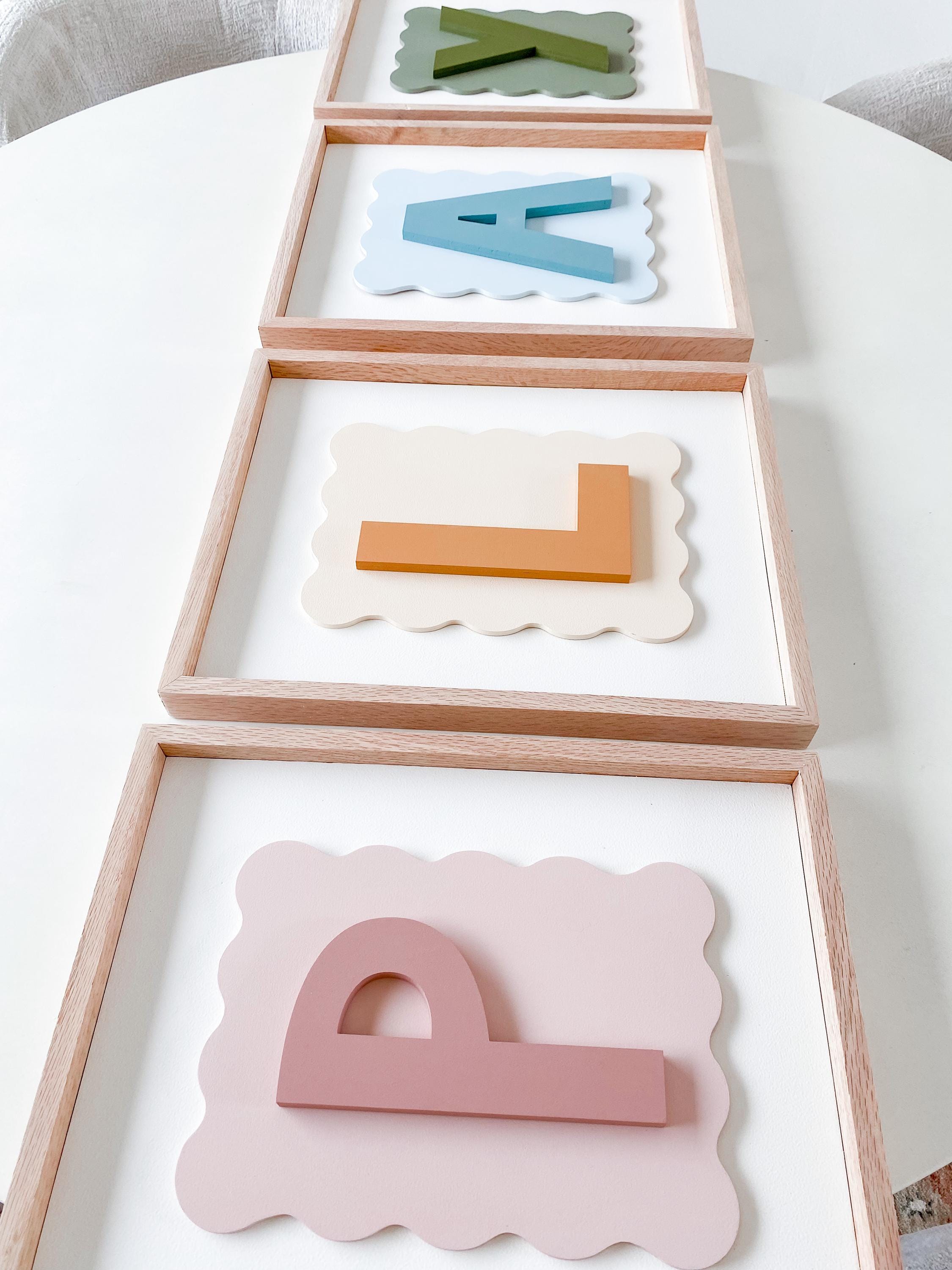 Wavy Letter Framed Art: Oak Frame Nursery Decor - Etsy