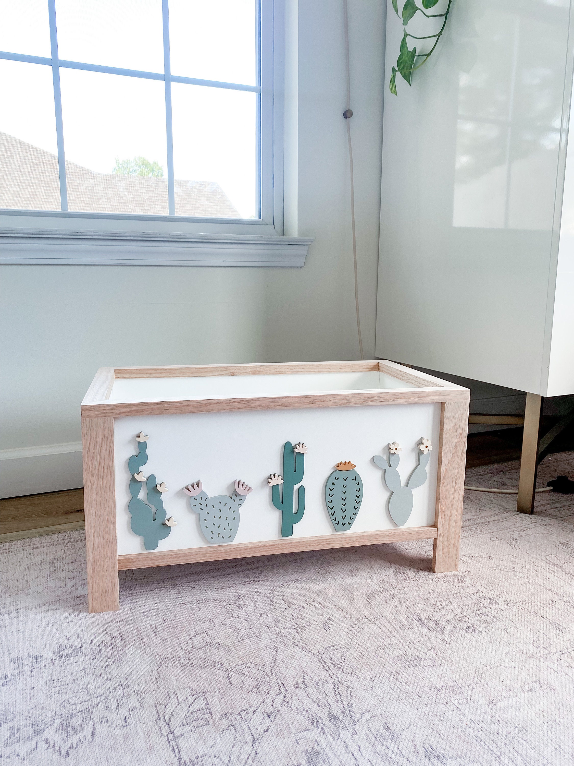 Blooming Cacti Toy Chest: Baltic Birch Nursery Storage - Etsy
