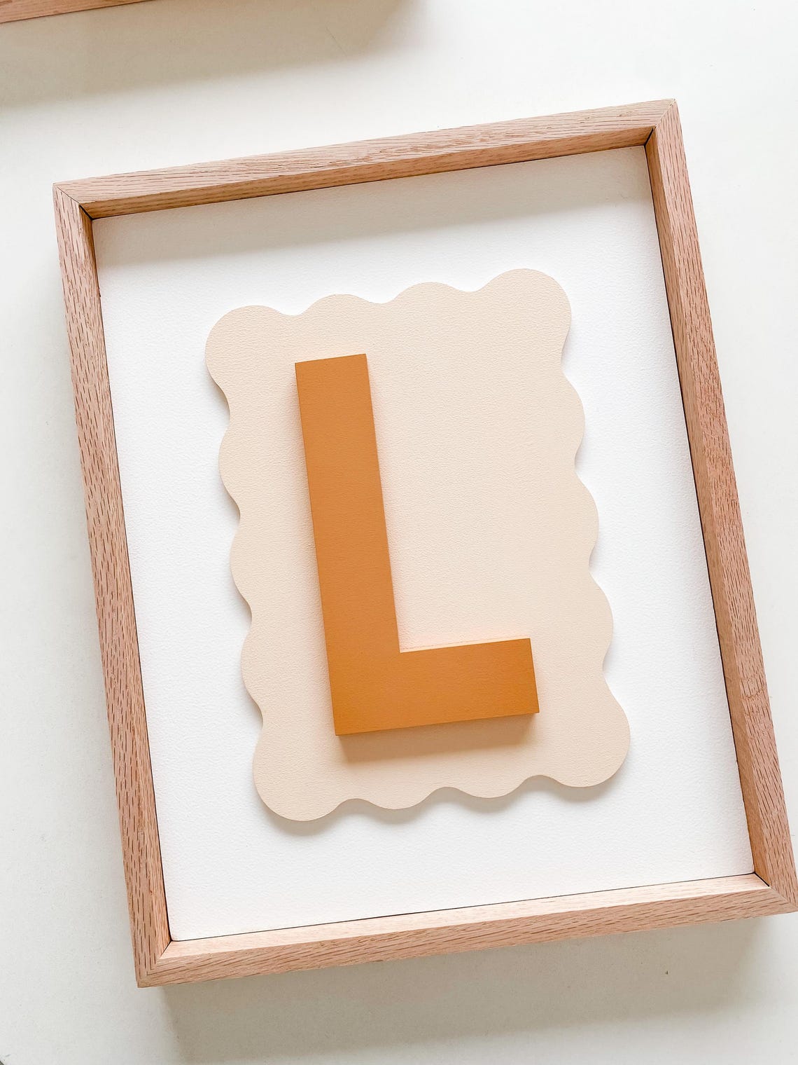 Wavy Letter Framed Art: Oak Frame Nursery Decor - Etsy