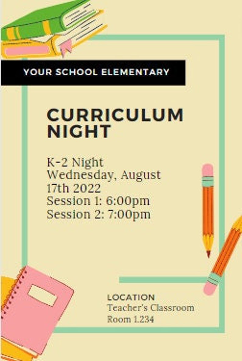 Pastel Curriculum Night Flyer Template - Etsy