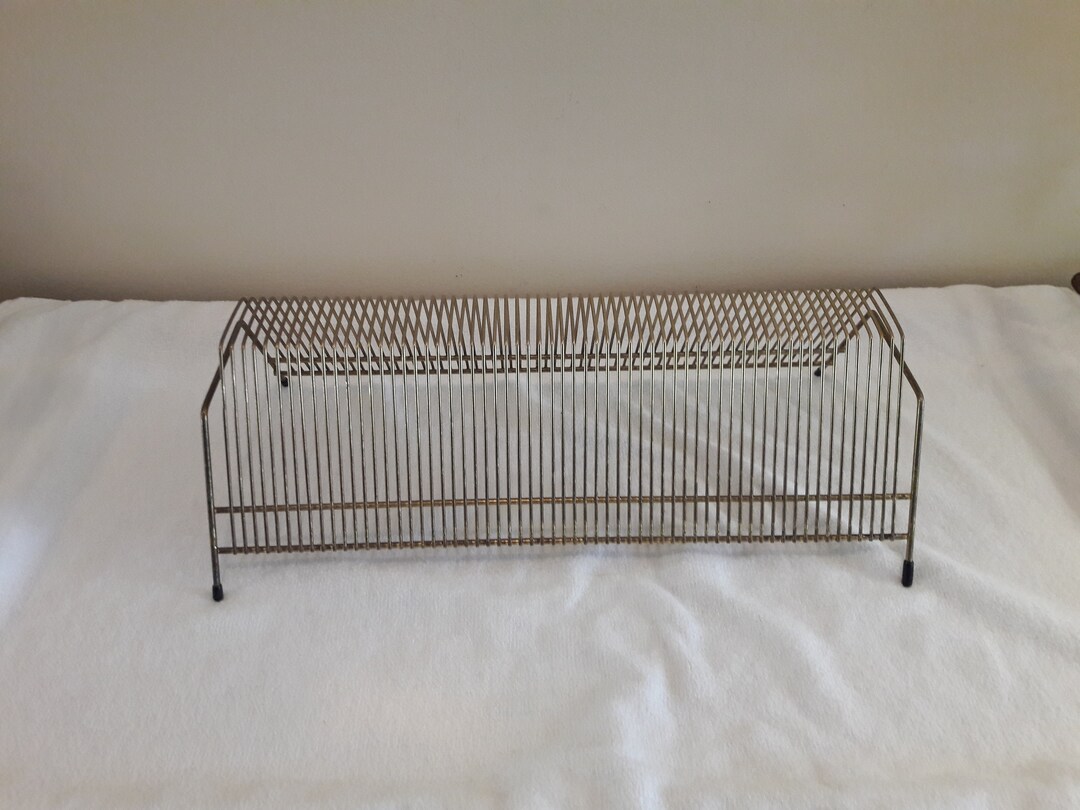 Vintage Mid Century Gold Tone Wire Record Holder - Etsy